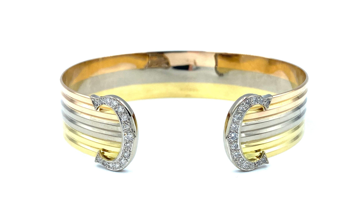 CARTIER. Collection Double C, bracelet 3 ors et diamants ...